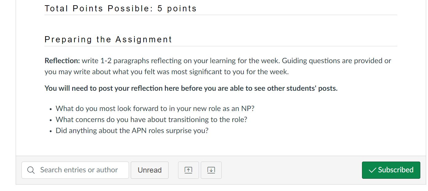 (Answered) NR500NP Week 2: Reflection on Learning -Role - Modules Tutorials