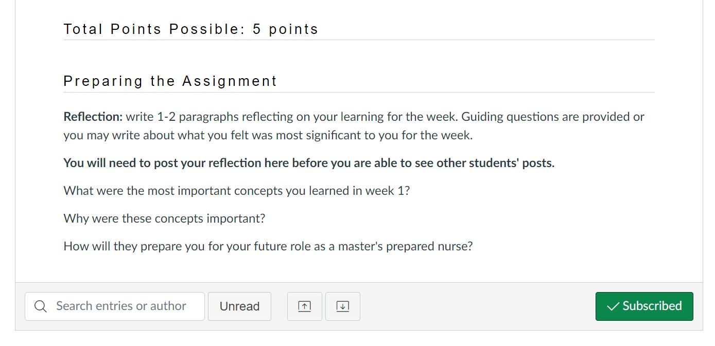 (Answered) NR500NP Week 1: Reflection on Learning -Concepts - Modules ...