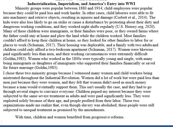(Solution) HIST405N Week 5 Discussion: Industrialization, Imperialism, and America’s Entry Into ...