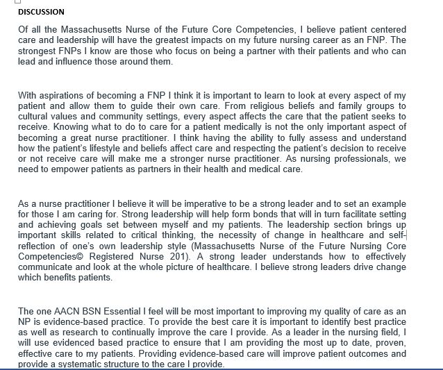 (Solution) NR351 Week 8 Discussion: Reflection on Essentials and ...