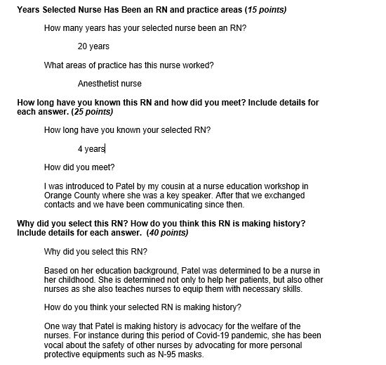 (Solution) NR393 Week 1 Assignment: Course Project Phase 1: Selected Nurse Information (Graded ...