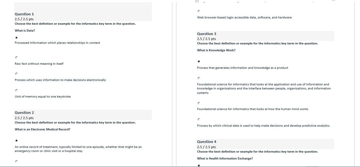 Solution Nr512 Quizzes Week 2 Informatics Key Terms Quiz Modules Tutorials