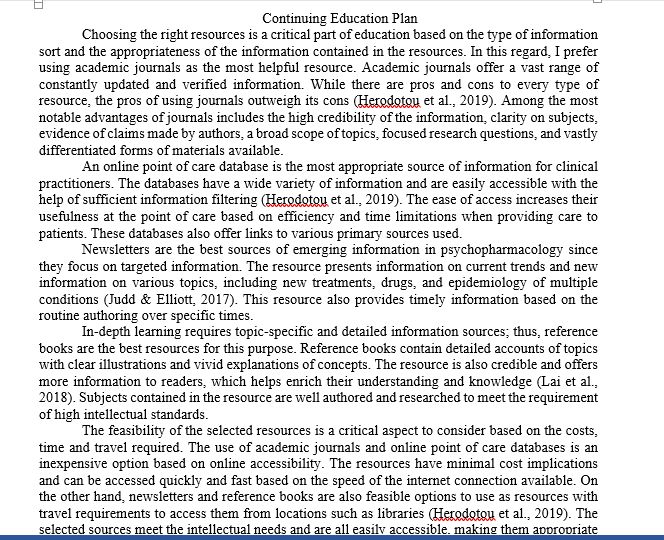 (Solution) NU643 Week 14 Assignment 1: Continuing Education Plan - Modules Tutorials