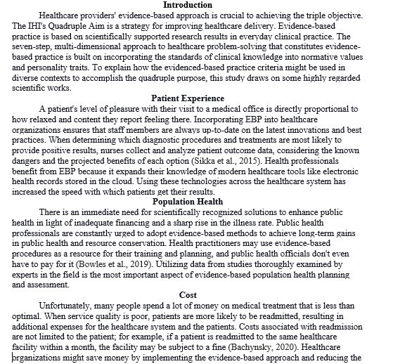 Solution Nurs 6052 Week 1 Assignment Evidence Based Practice And The Quadruple Aim Modules