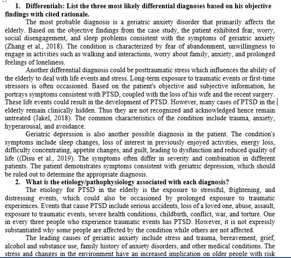(solution) NU643 Week 12 Assignment 1: Geriatric Case Study - Modules Tutorials
