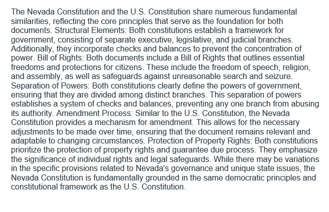 (Solution) GOV141 Week 6: Nevada Constitution - Modules Tutorials