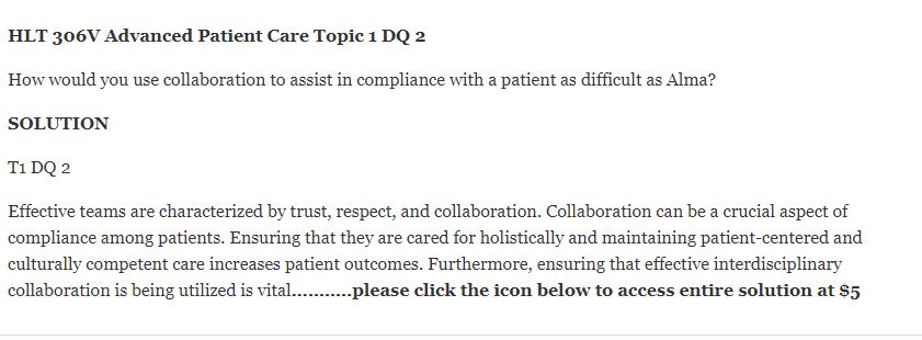 (Solution) HLT 306V: Topic 1 DQ 2 - Modules Tutorials
