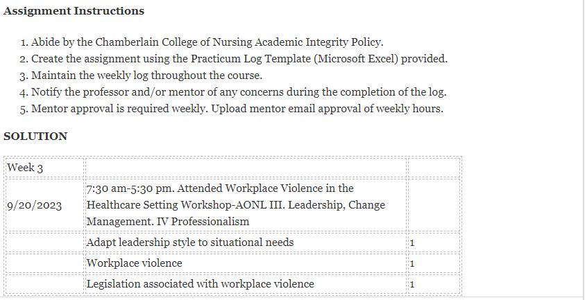 (Solution) NR631 Week 3: Practicum Log - Modules Tutorials