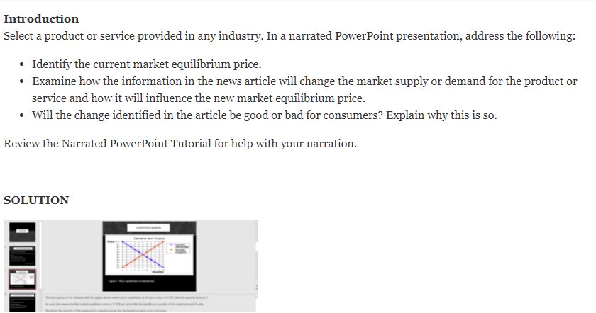 Solution Econ312n Week 2 Assignment Mini Presentation Supply And Demand Modules Tutorials