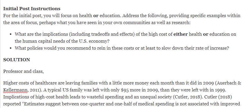 Solution Econ312n Week 6 Discussion Inflation In The Costs Of Education And Healthcare