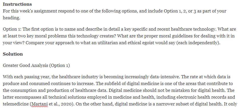 (Solution) ETHC445N Week 4 Assignment: Greater Good Analysis - Modules Tutorials