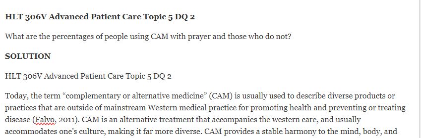 (Solution) HLT 306V: Topic 5 DQ 2 - Modules Tutorials