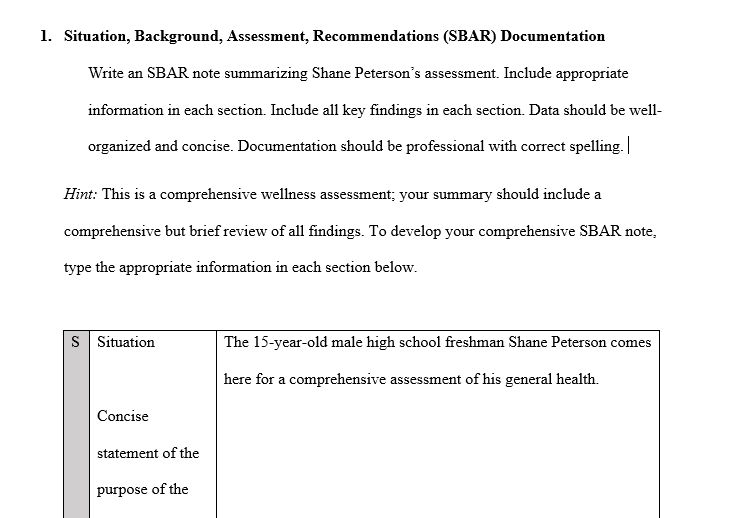 (Solution) NR305 Week 2 Assignment: Shane Peterson iHuman Virtual Patient Encounter Case ...