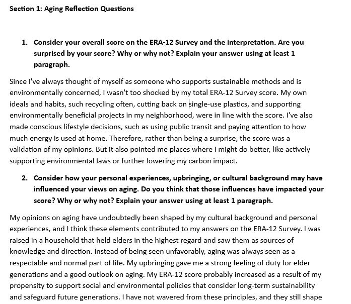 (Solution) NR394 Week 6 Assignment: Aging Reflection - Modules Tutorials